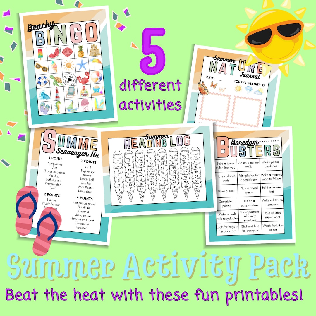 Summer Activity Pack | Summer Reading Log, Bingo Game, Scavenger Hunt ...