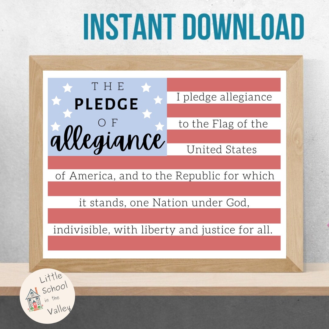 Pledge of Allegiance Homeschool Printable | Patriotic Wall Art ...