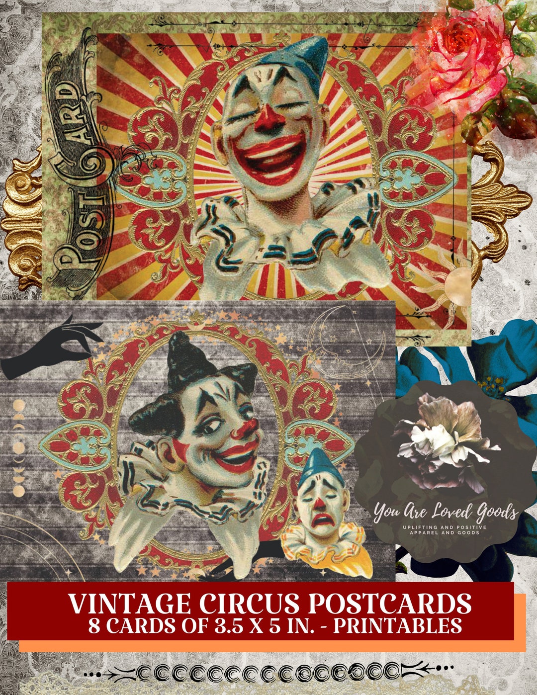 Vintage Circus, Printable Postcards, Printable Tags, Circus Ephemera ...