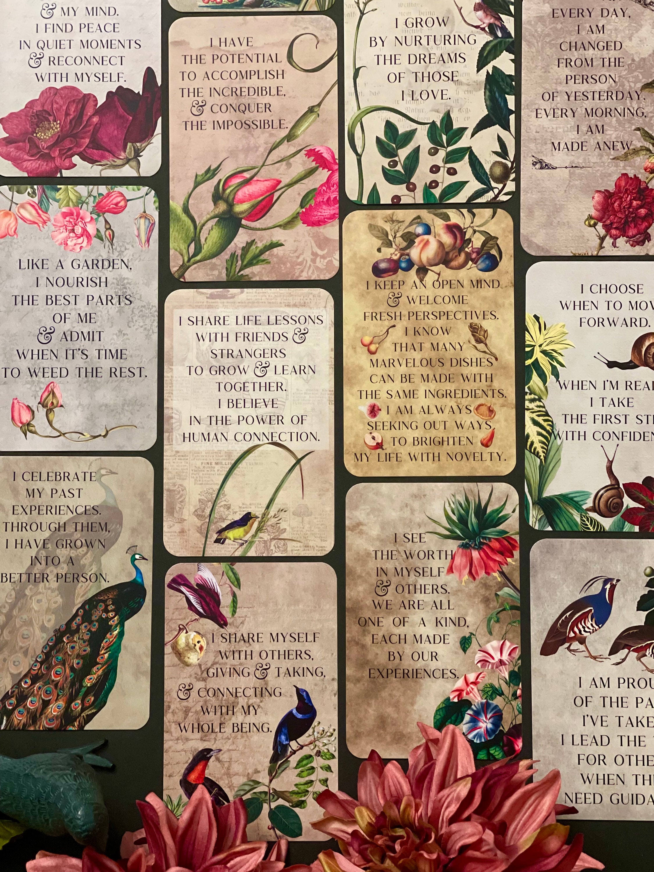 Vintage Flora & Fauna Affirmation Cards Deck, Affirmation Cards for ...