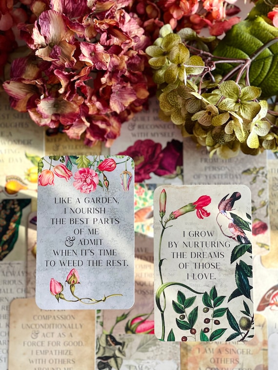 Vintage Flora & Fauna Affirmation Cards Deck Floral | Etsy