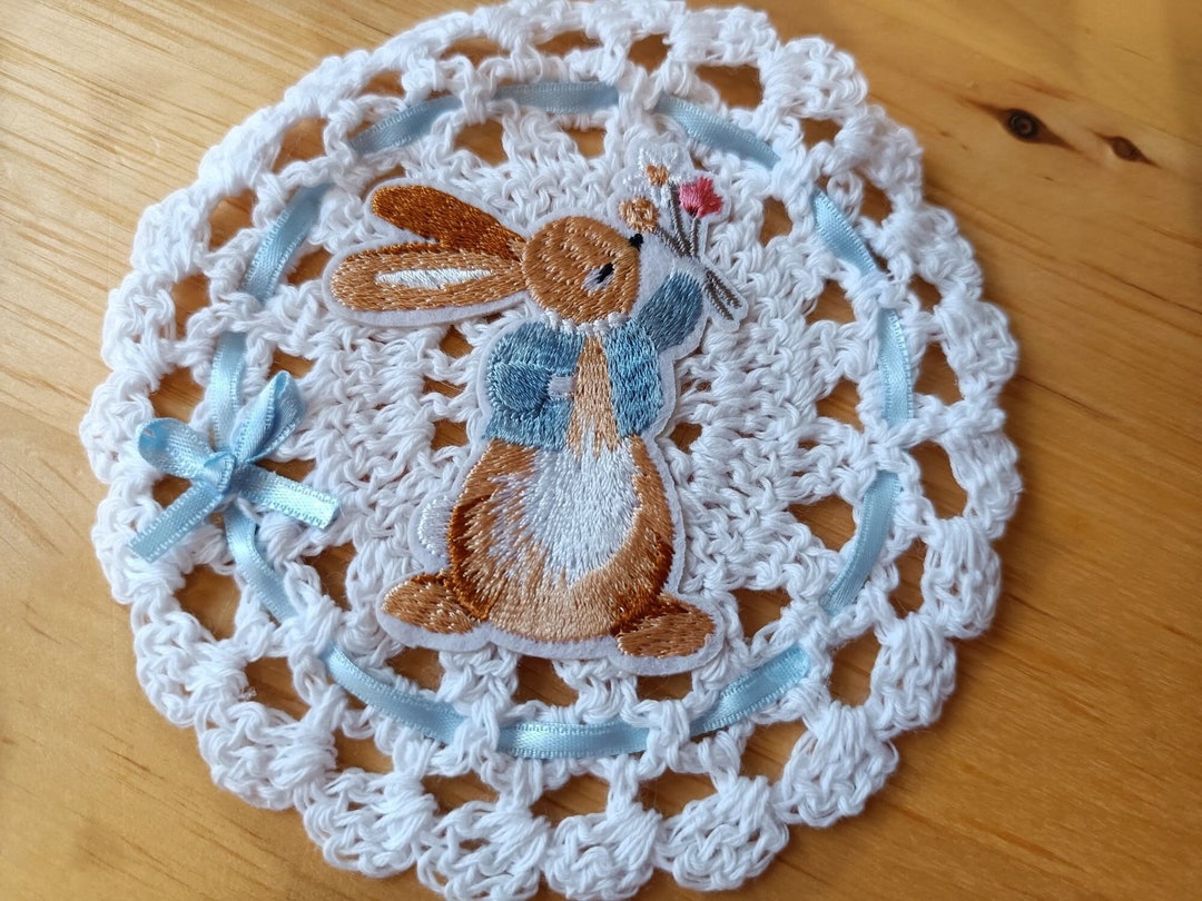 1/12 Crochet Miniature Rug, Peter Rabbit Embroidered, Beatrix Potter ...