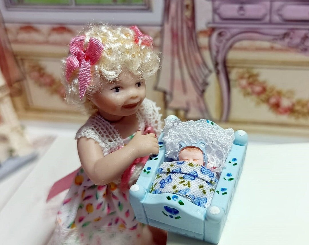 Dollhouse Toy Crib, Miniature Toy Bed, Dollhouse Toys, Dollhouse ...