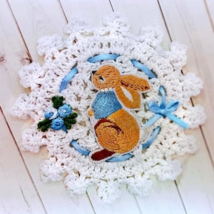 1/12 Crochet Miniature Rug, Peter Rabbit Embroidered, Beatrix Potter ...