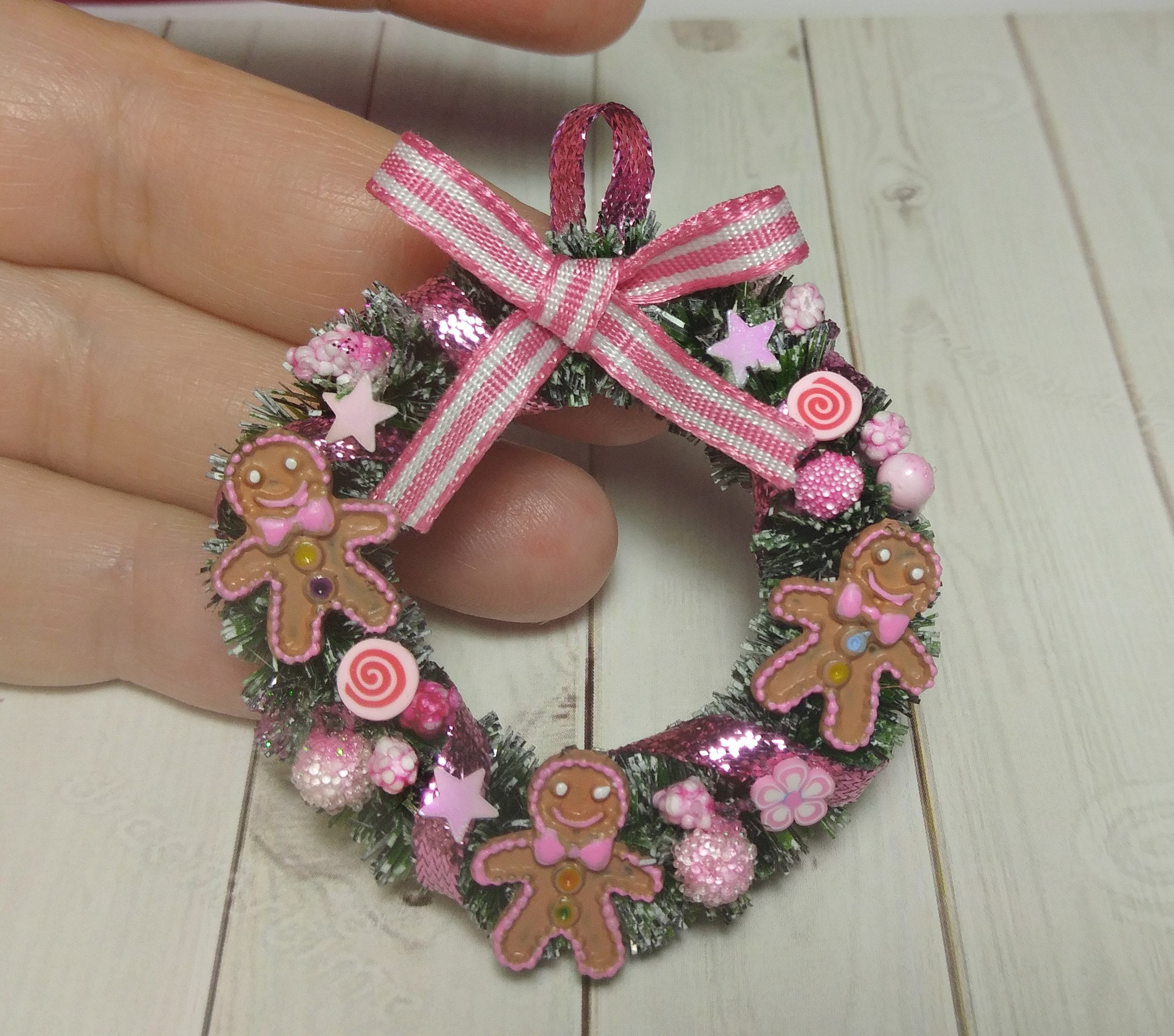 Pink Gingerbread Cookie Wreath Miniature Shabby Chic - Etsy