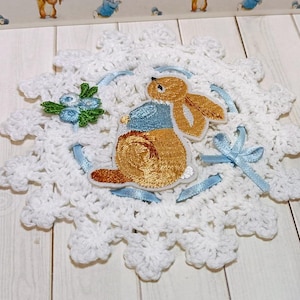 1/12 Crochet Miniature Rug, Peter Rabbit Embroidered, Beatrix Potter ...