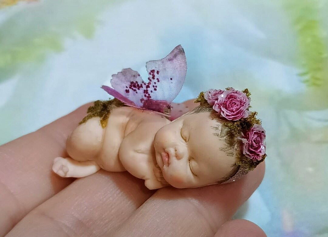 Newborn Fairy From a Rose, Fairy Garden Baby, Pixie, Winged Baby ...