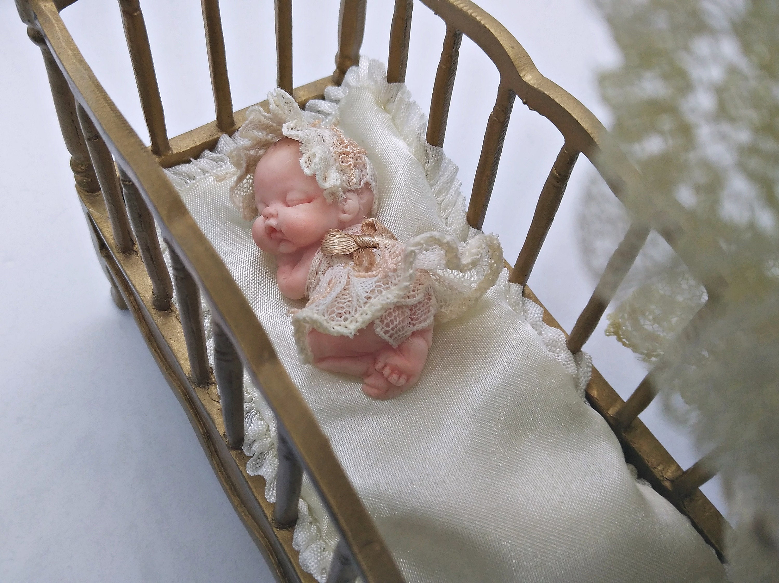 Miniature Baby Miniature Baby With Antique Lace Clothes - Etsy