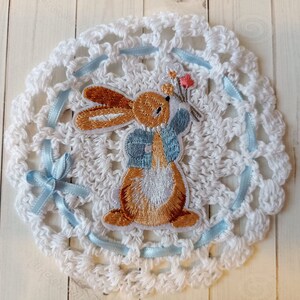 1/12 Crochet Miniature Rug, Peter Rabbit Embroidered, Beatrix Potter ...
