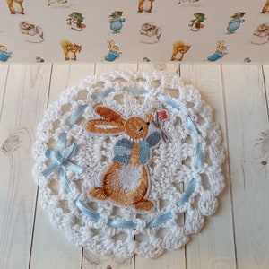 1/12 Crochet Miniature Rug, Peter Rabbit Embroidered, Beatrix Potter ...