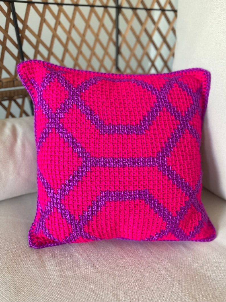 Tunisian Crochet Pillow Pattern, Intermediate Aran Shuri Design, Cozy ...