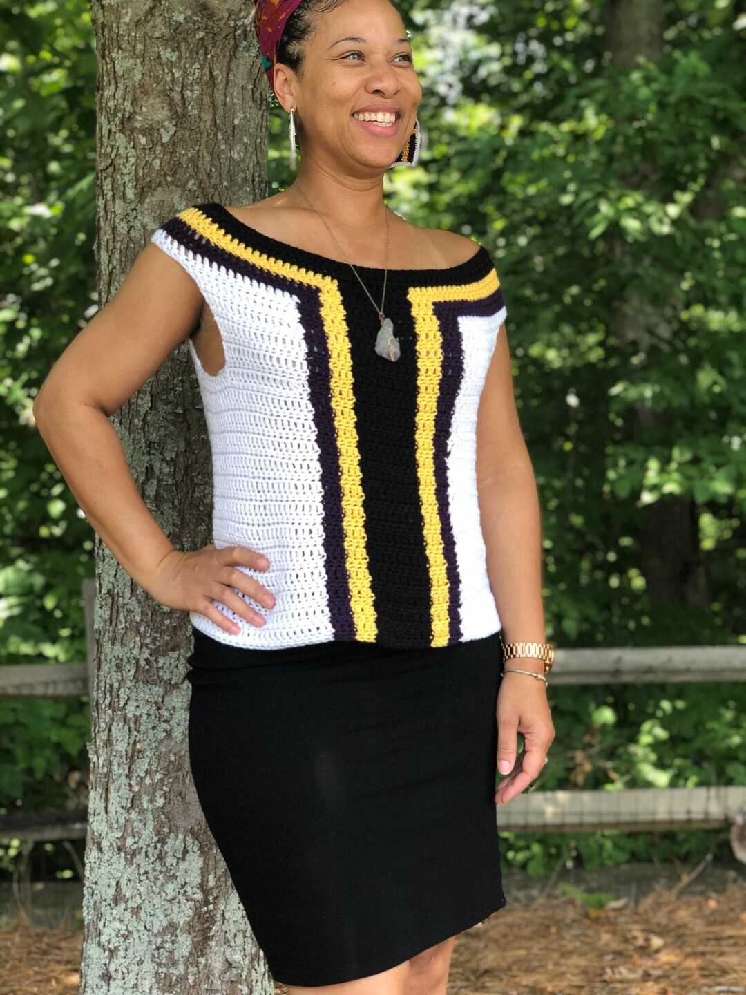 Crochet Cotton Top Pattern PDF - Intermediate - Stripes Colorwork - Top ...