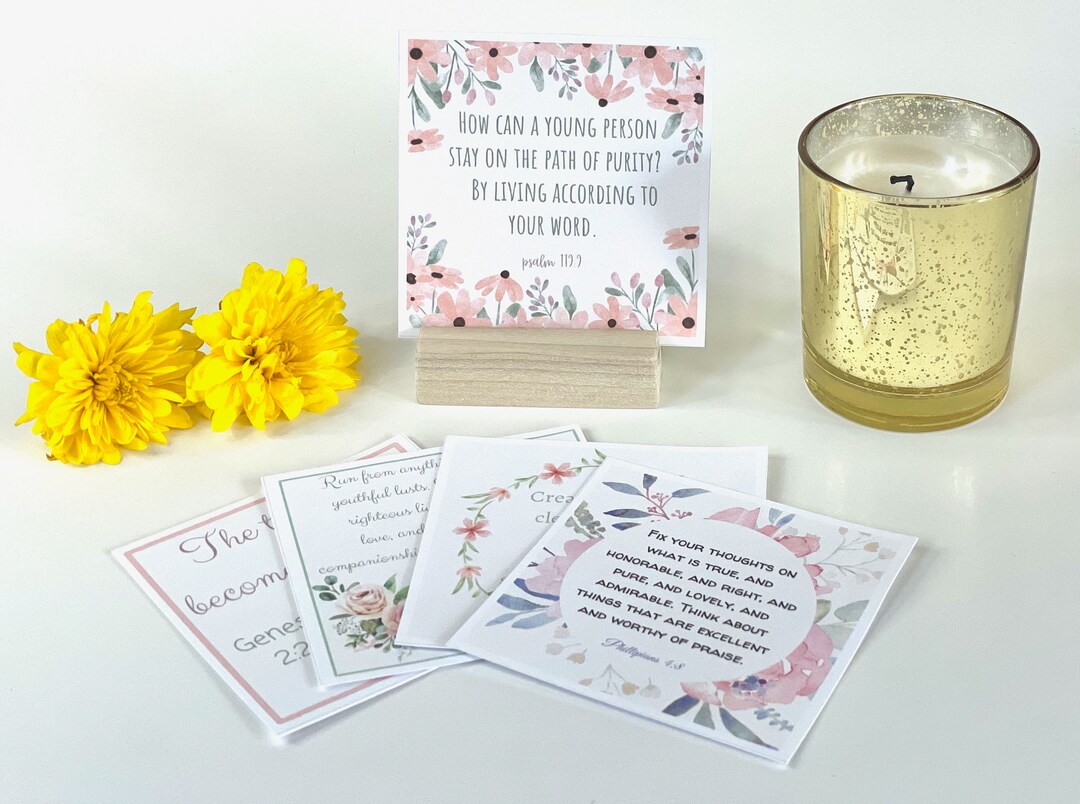 Scripture Cards, Purity Theme Cards, Memorization, Download - Etsy