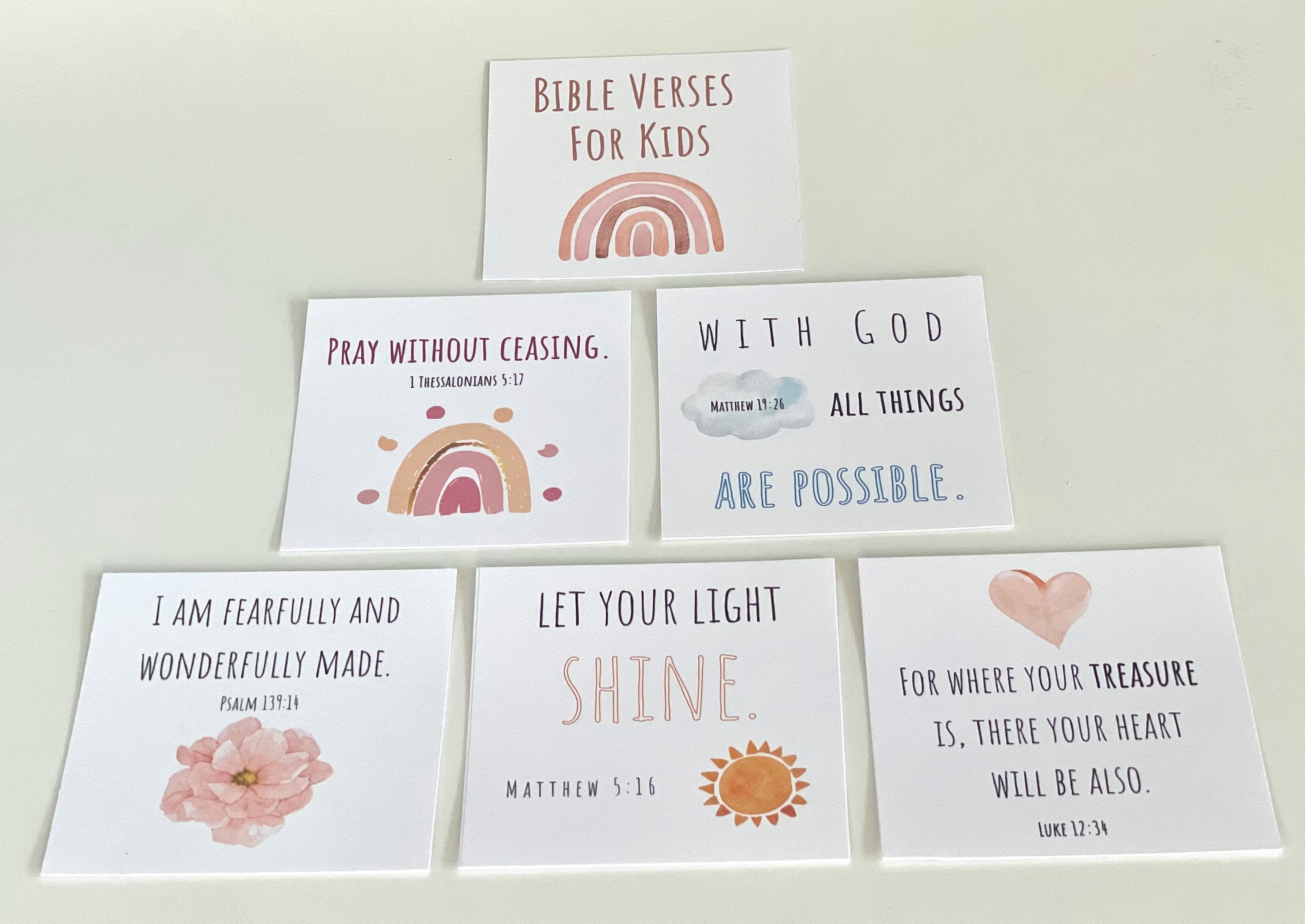 Scripture Cards, Bible Verses for Kids, Theme Cards, Memorization ...