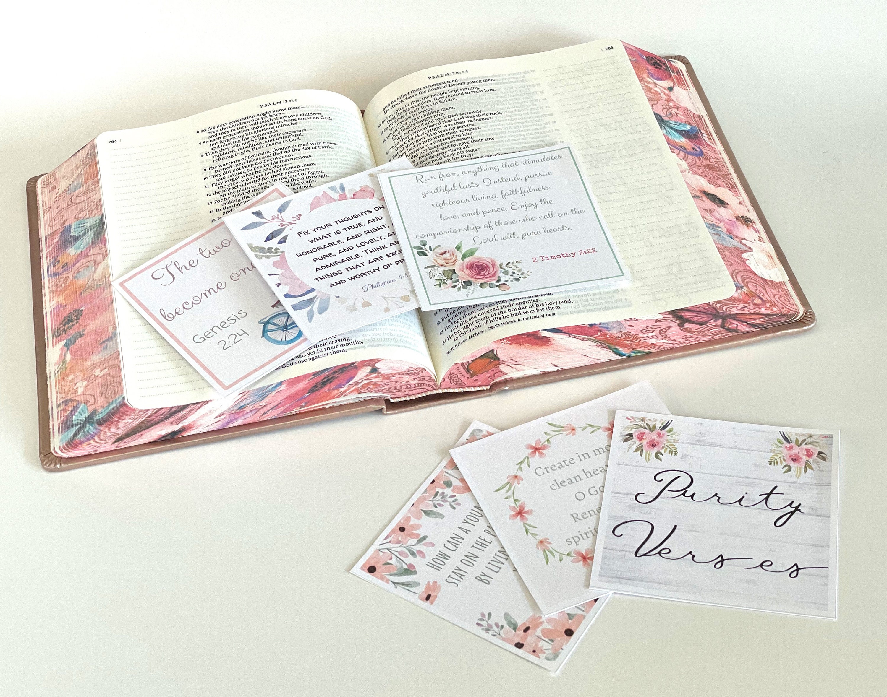 Scripture Cards, Purity Theme Cards, Memorization, Download - Etsy