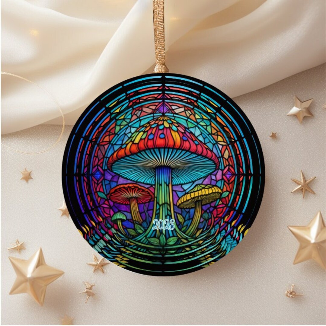 Trippy Mushroom Christmas Ornament Hippy Era Tree Decoration. Funky ...