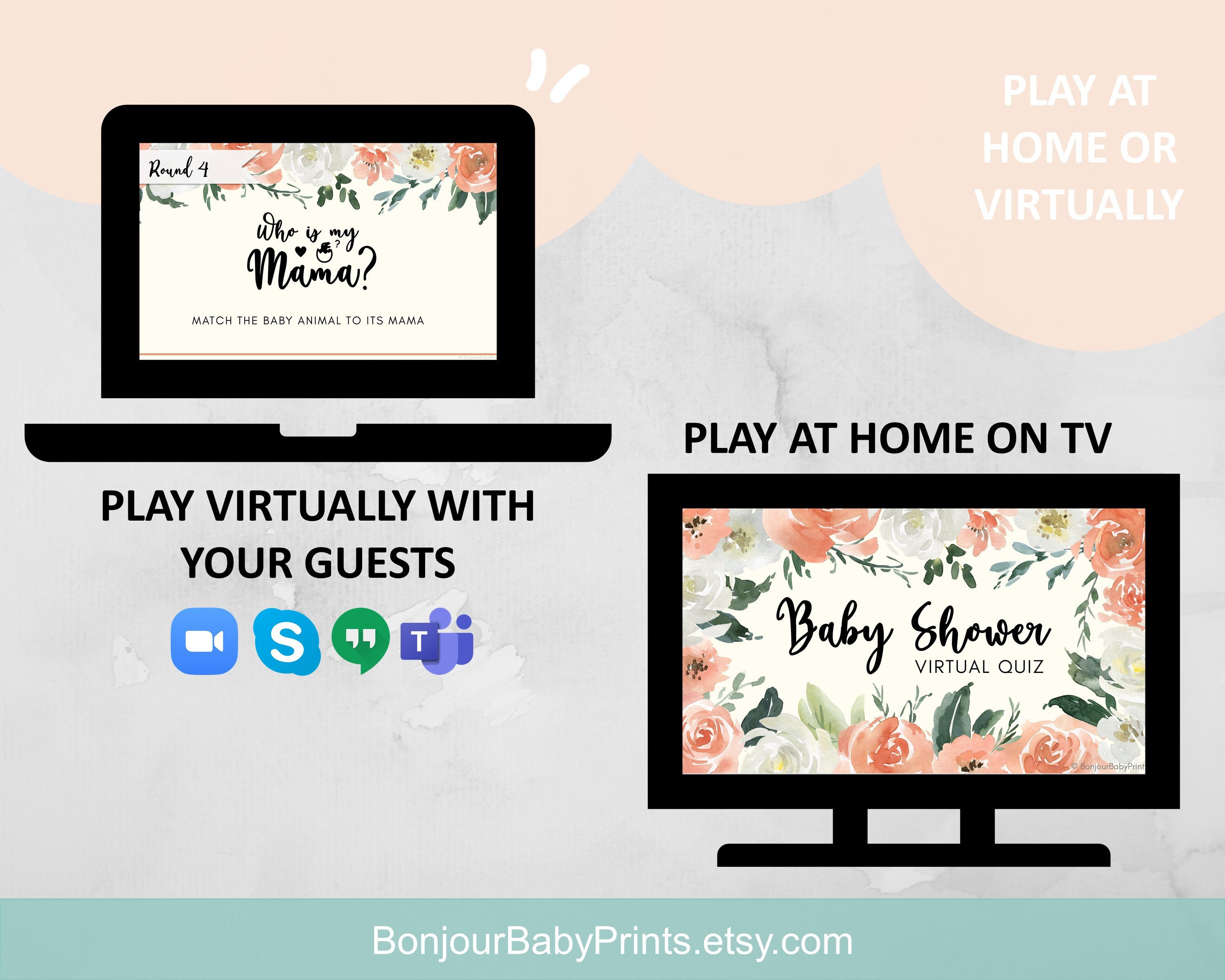 Virtual Baby Shower Quiz Virtual Baby Shower Games Zoom Baby - Etsy