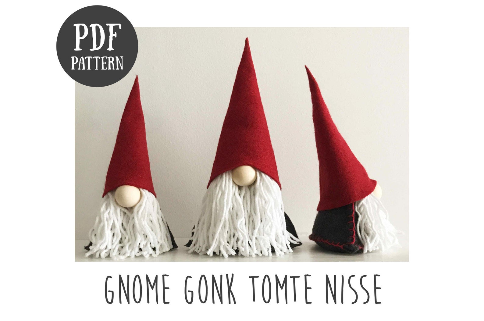 PDF Pattern for a Felt and Yarn Handsewn Christmas Gnome / Tomte / Gonk ...