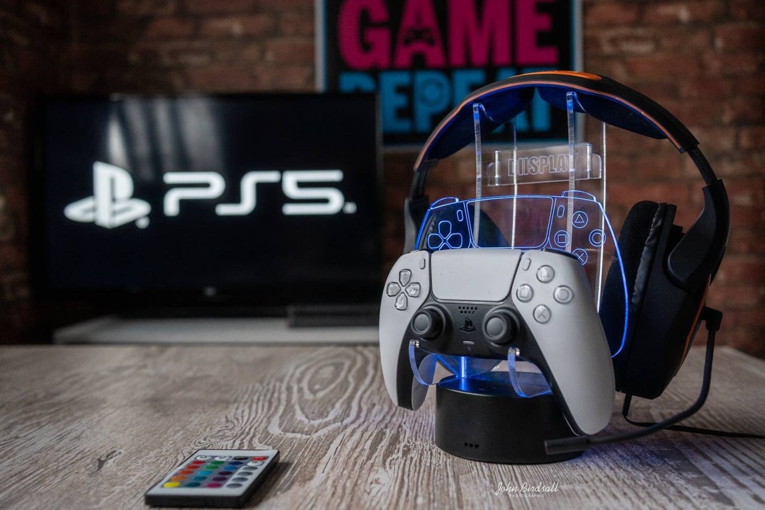 Illuminated PS5 Acrylic Stand: Color Changing LED Controller & Headset ...