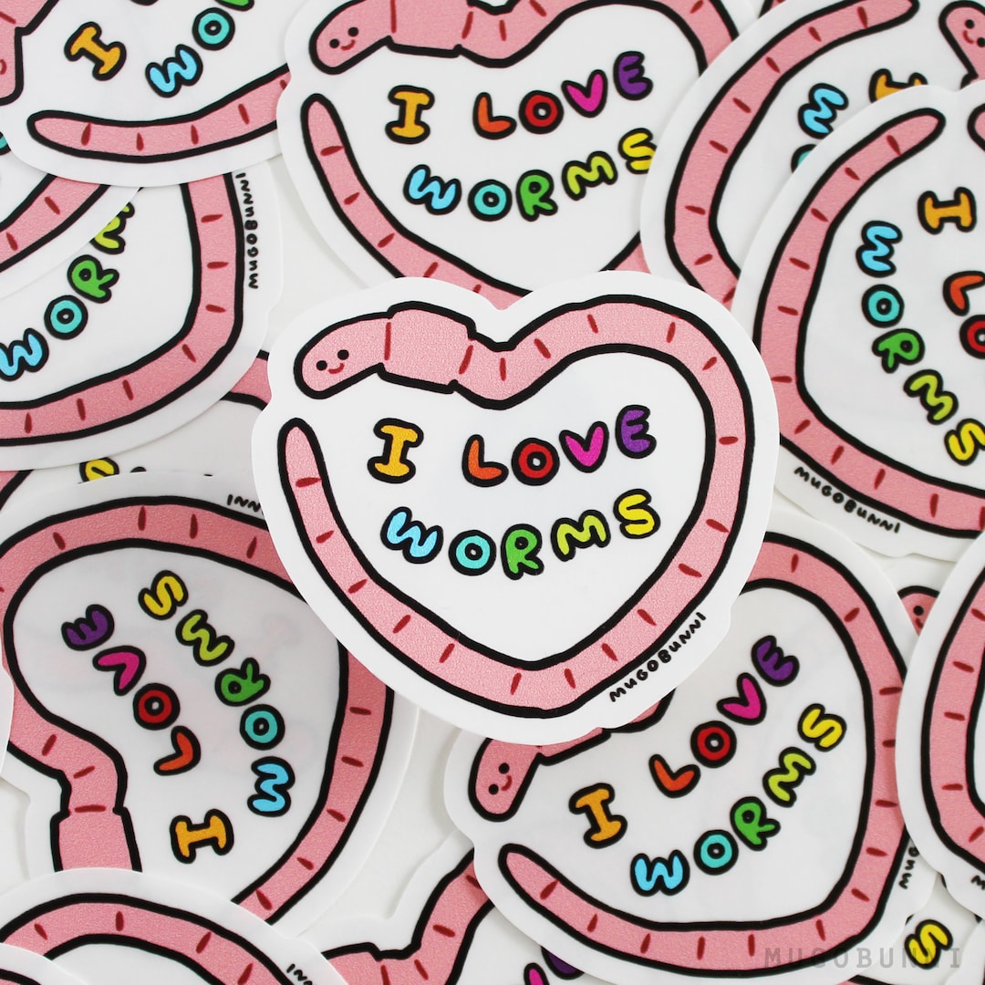 I Love Worms Waterproof Weatherproof Clear Sticker - Etsy