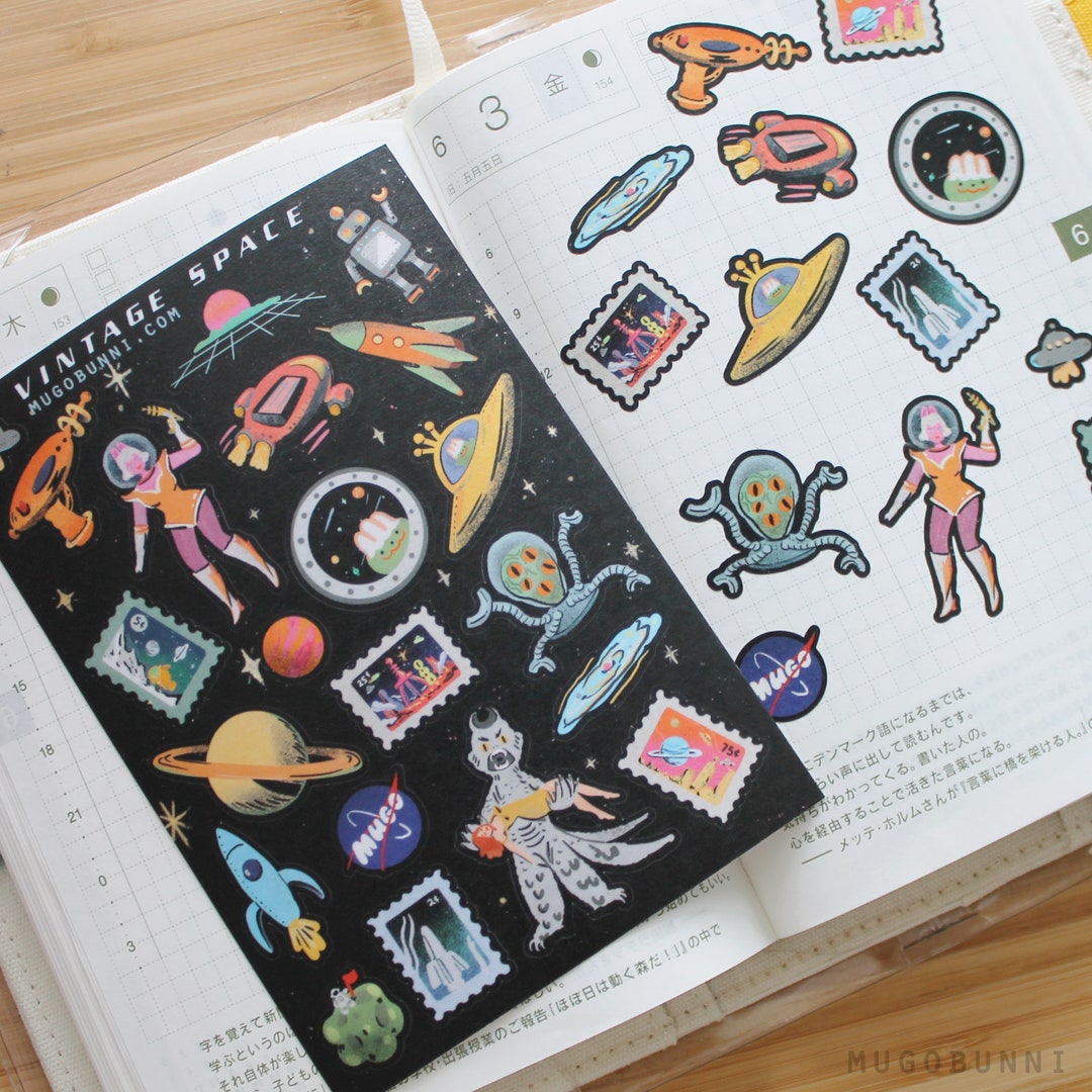 Vintage Space Sticker Sheet - Etsy