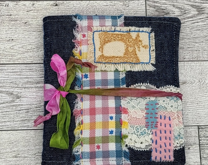 Needle Book, Cover is Slow Stitched, Four Pages, Two Pockets - Etsy