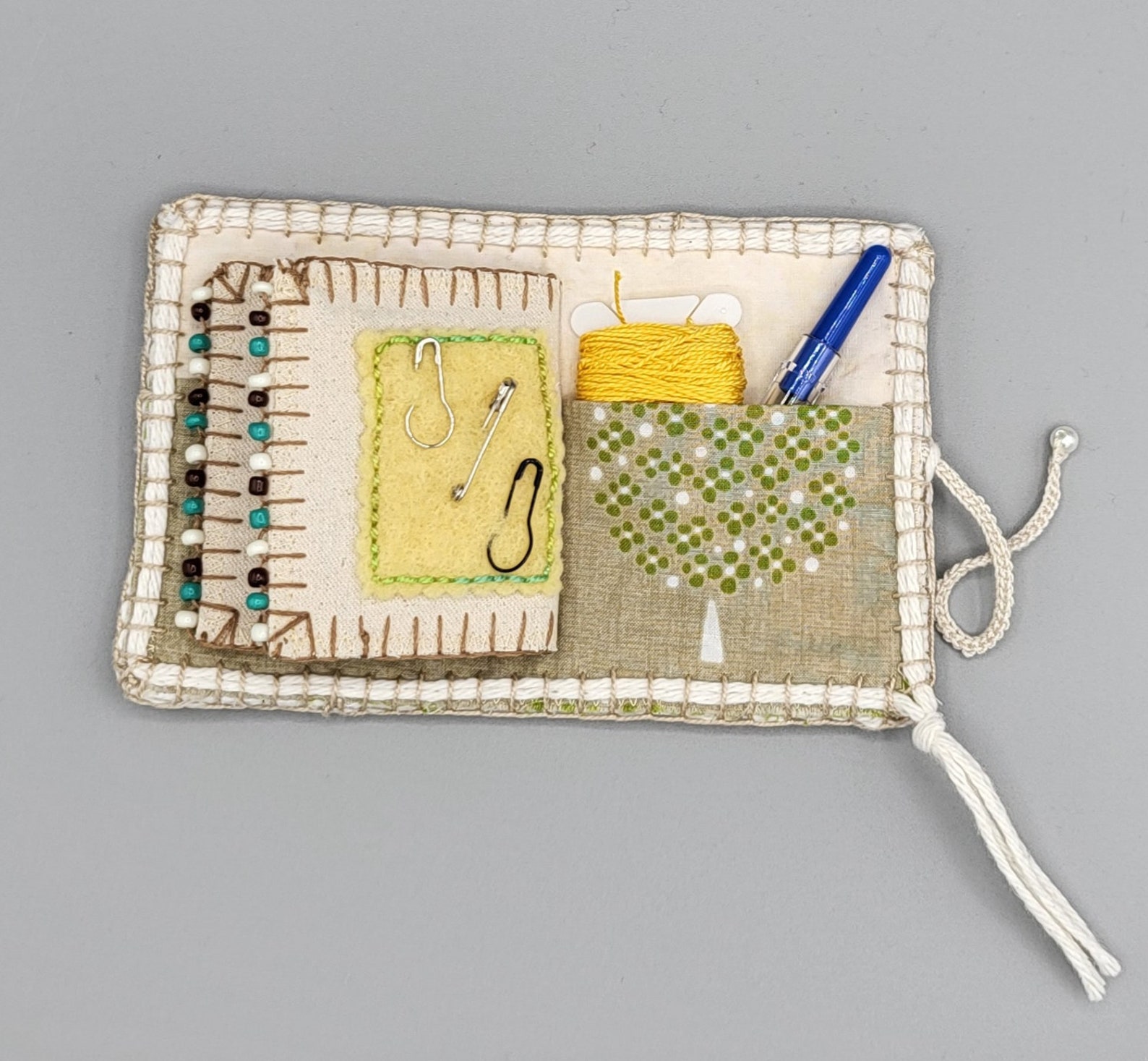 Needle Book, Cover is Slow Stitched, Four Pages, Two Pockets - Etsy