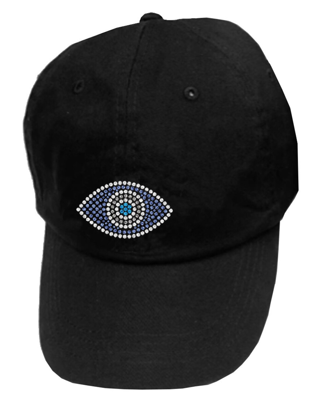 Bling Hi-ponytail Baseball Cap With Evil Eye or Hamsa Rhinestone ...
