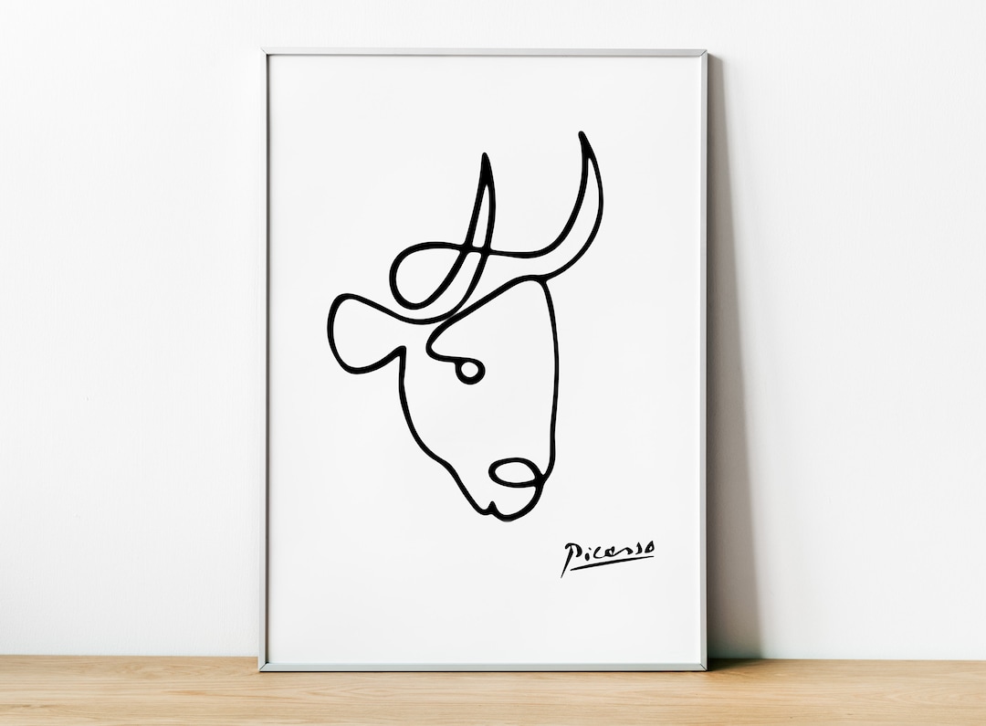 Pablo Picasso Bull Head Print, Minimalist Picasso Print, Picasso Bull ...