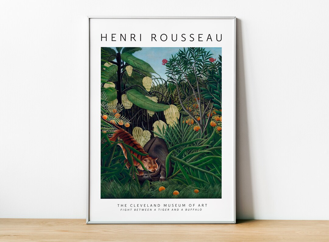 Henri Rousseau Poster, Fight Between a Tiger and a Buffalo, Henri ...