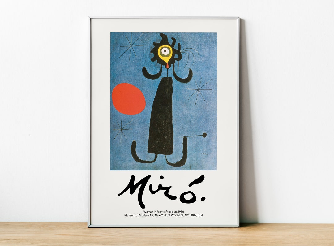 Joan Miro Exposition, Woman in Front the Sun, Exhibition Art Print ...