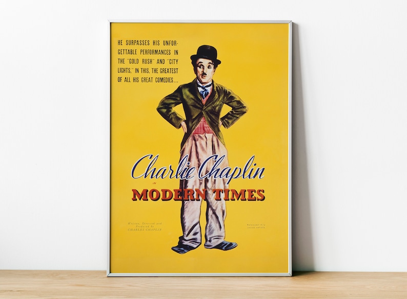 Charlie Chaplin Print Modern Times Charlie Chaplin Poster | Etsy