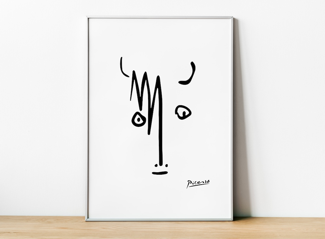 Pablo Picasso Bull Print, Minimalist Picasso Print, Framed Picasso Art ...