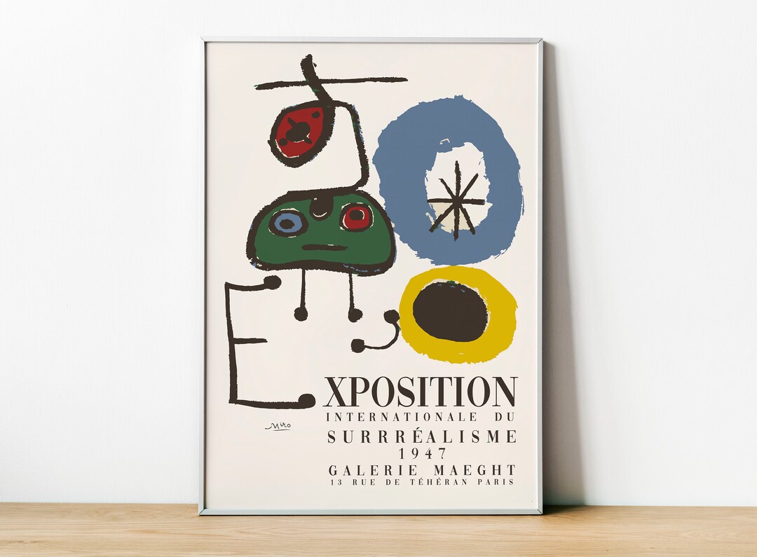 Joan Miro Exposition, Surrealism Poster, Exhibition Art Print 1947 ...