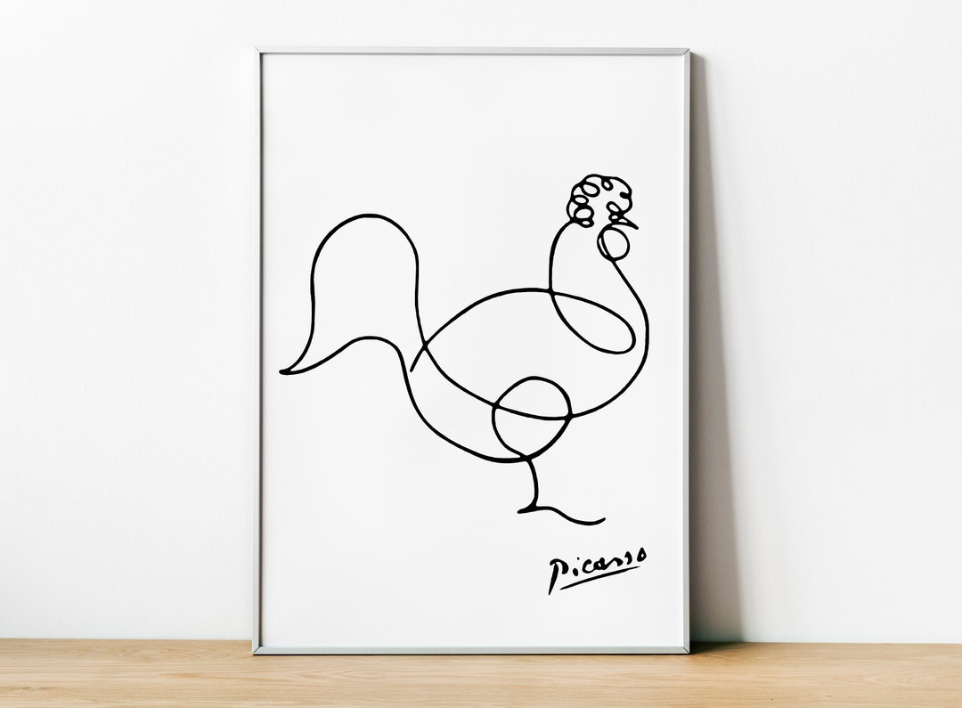 Pablo Picasso Rooster Line Art Print, Minimalist Home Decor Print ...