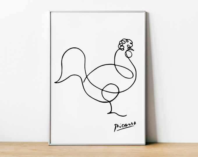 Pablo Picasso, Rooster Line Art, Le Coq Print, Picasso Chicken, Picasso ...