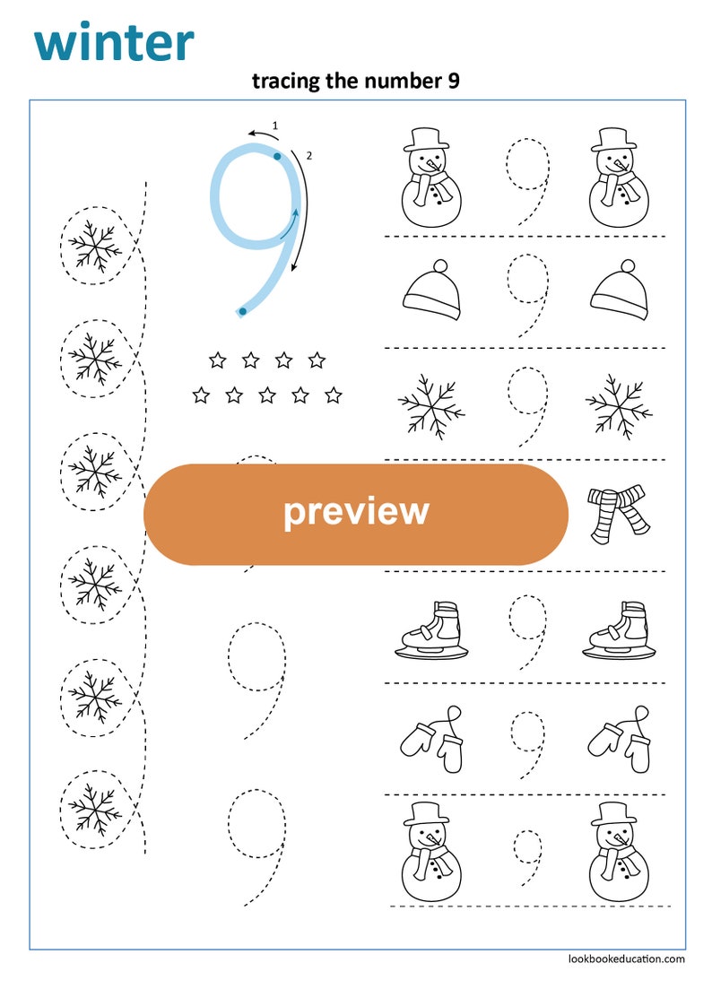 Workbook Winter | Tracing Numbers & Counting Objects - Digital File - Etsy