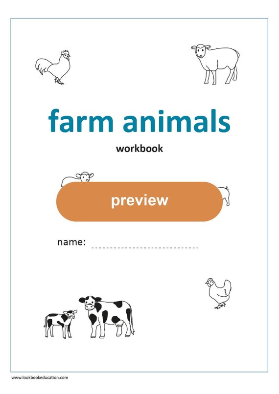 Workbook Farm Animals Digital File | Etsy