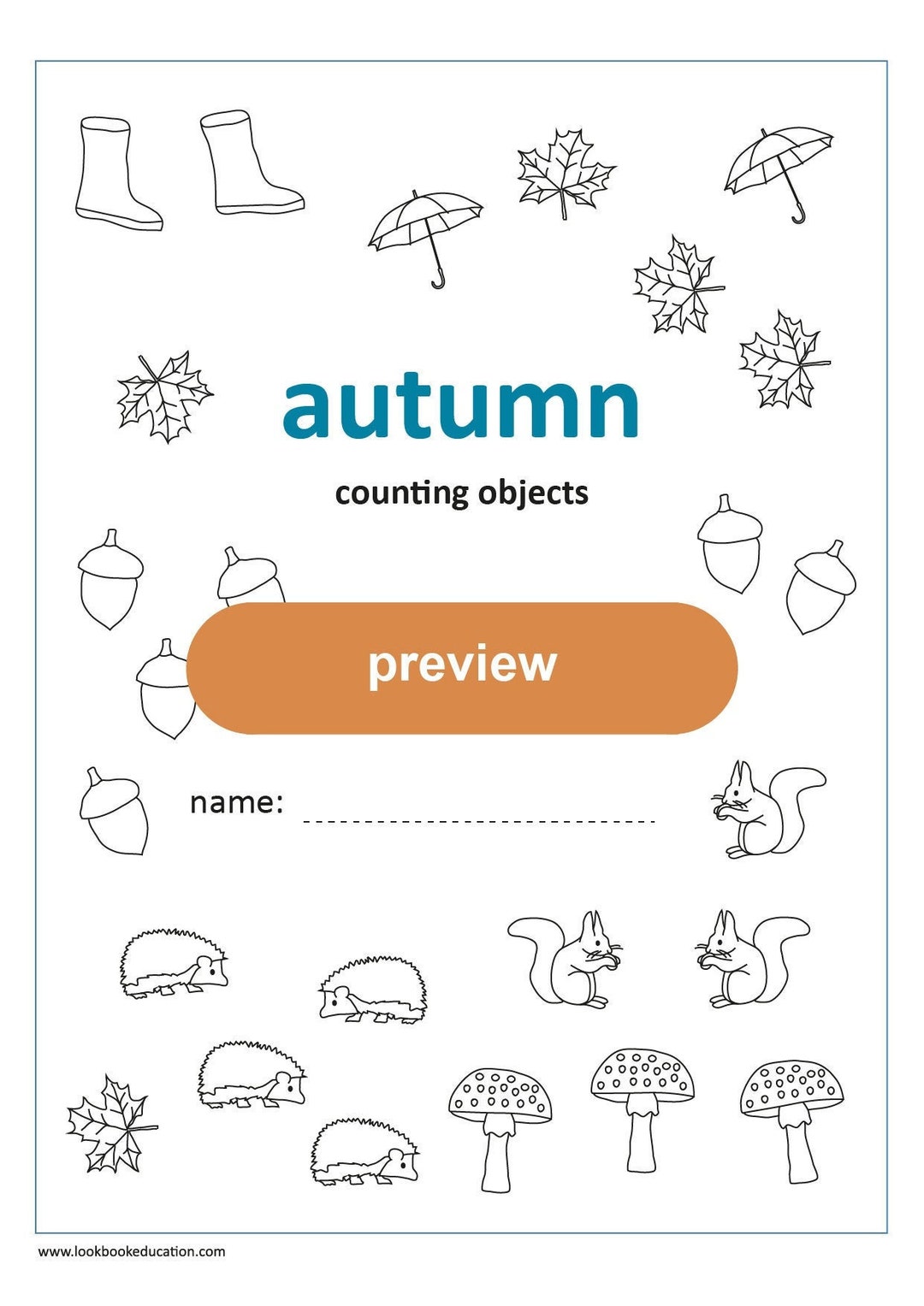 Workbook Autumn Counting Objects - Digital File - Etsy