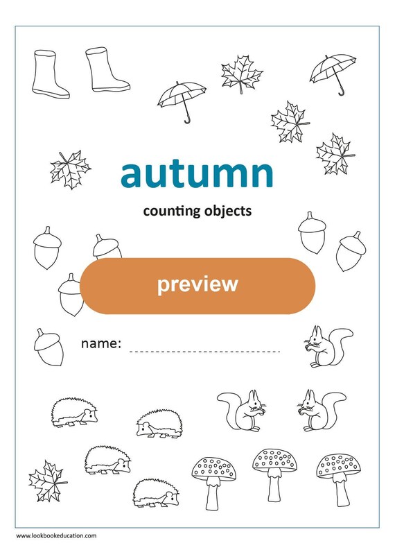 Workbook Autumn Counting Objects Digital File | Etsy