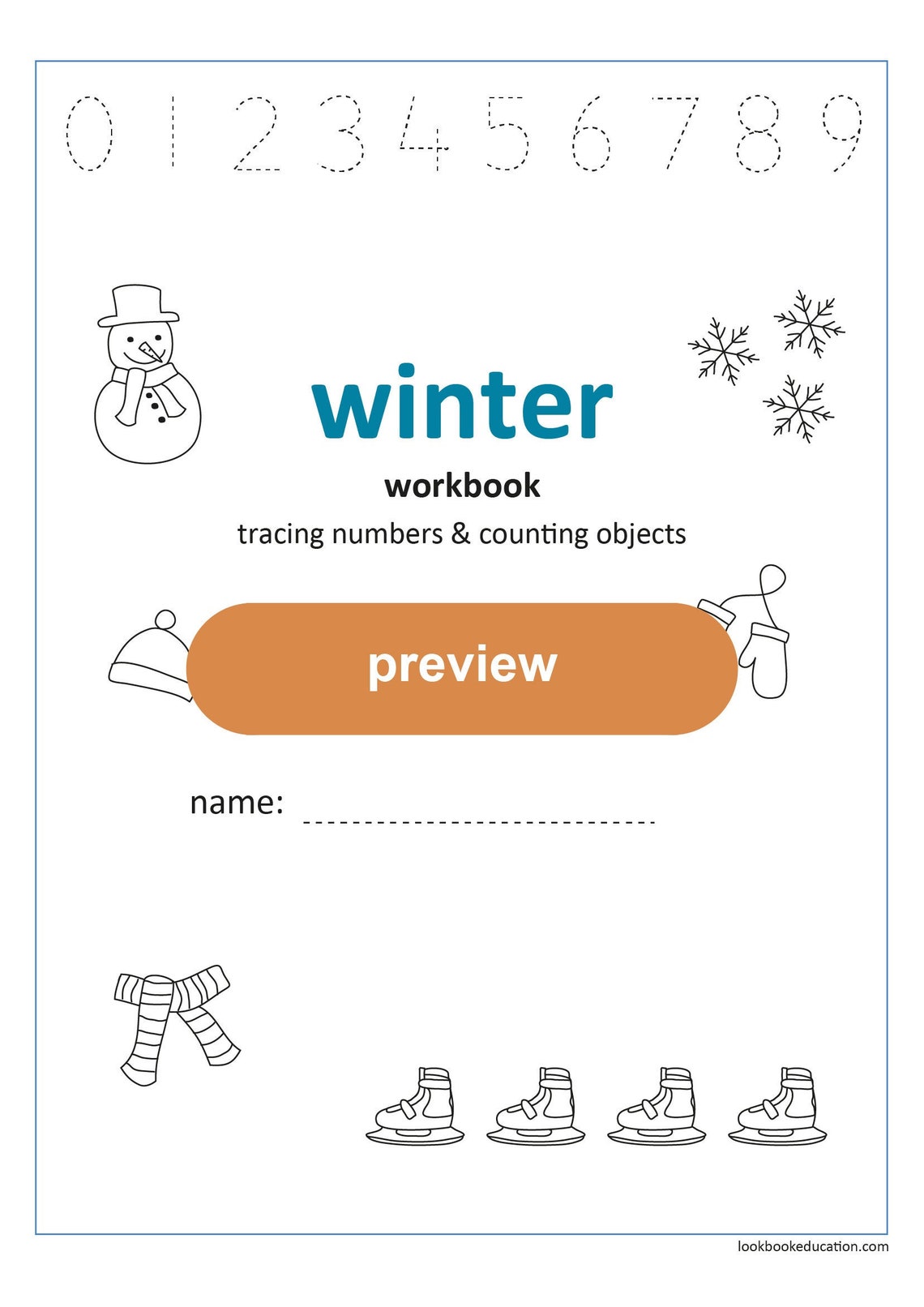 Workbook Winter Tracing Numbers & Counting Objects Digital File - Etsy