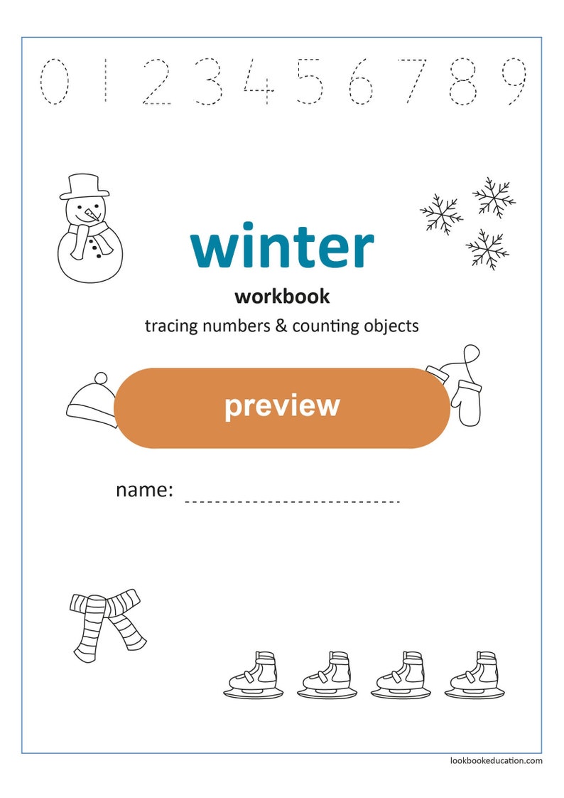 Workbook Winter Tracing Numbers & Counting Objects Digital File - Etsy