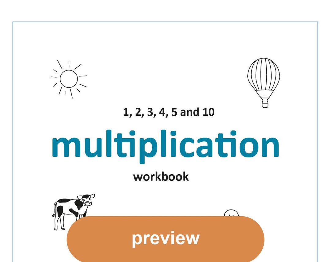 Workbook Multiplication. Multiply by 1,2,3,4,5 and 10 - Digital File - Etsy