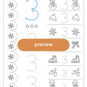 Workbook Winter | Tracing Numbers & Counting Objects - Digital File - Etsy