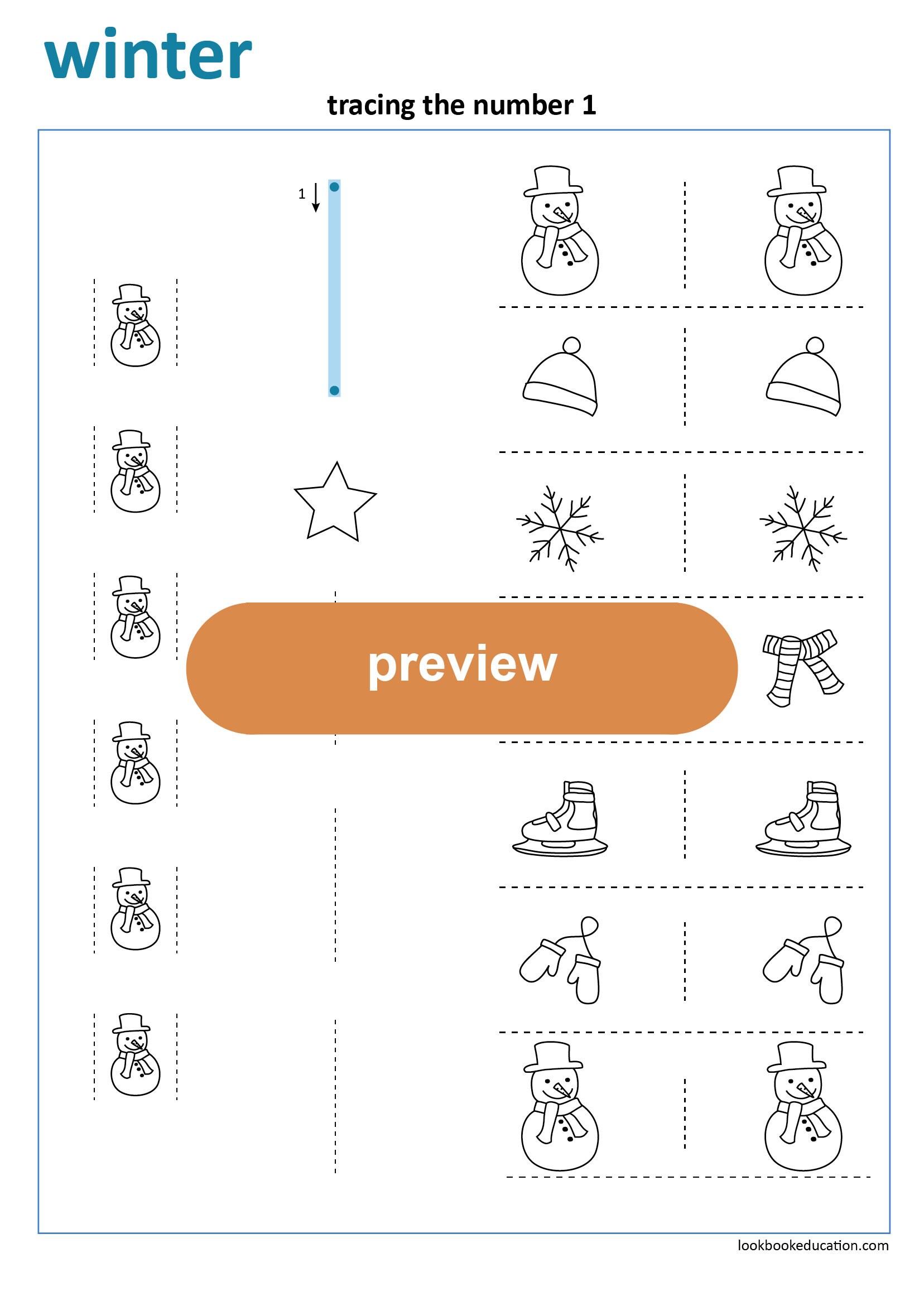 Workbook Winter Tracing Numbers & Counting Objects Digital File - Etsy