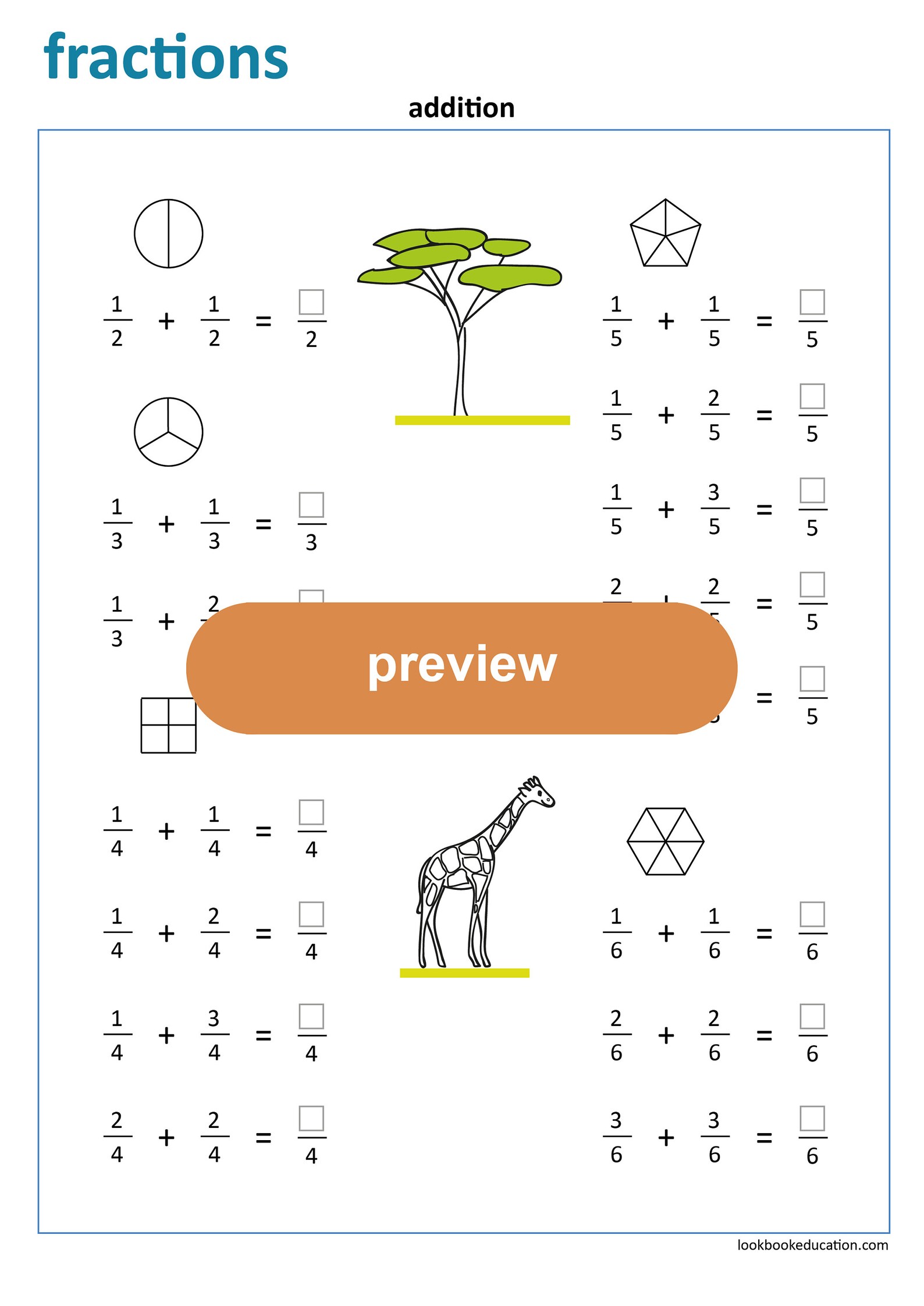 Workbook Fractions - Part 1 - Digital File - Etsy