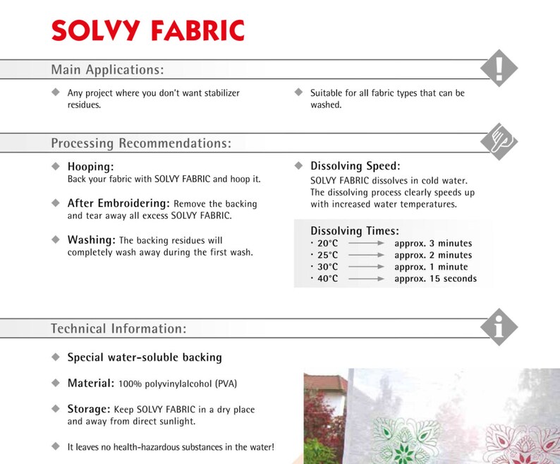 Solvy Fabric Water Soluble Embroidery Stabiliser Gunold 50cm X 1m Free ...