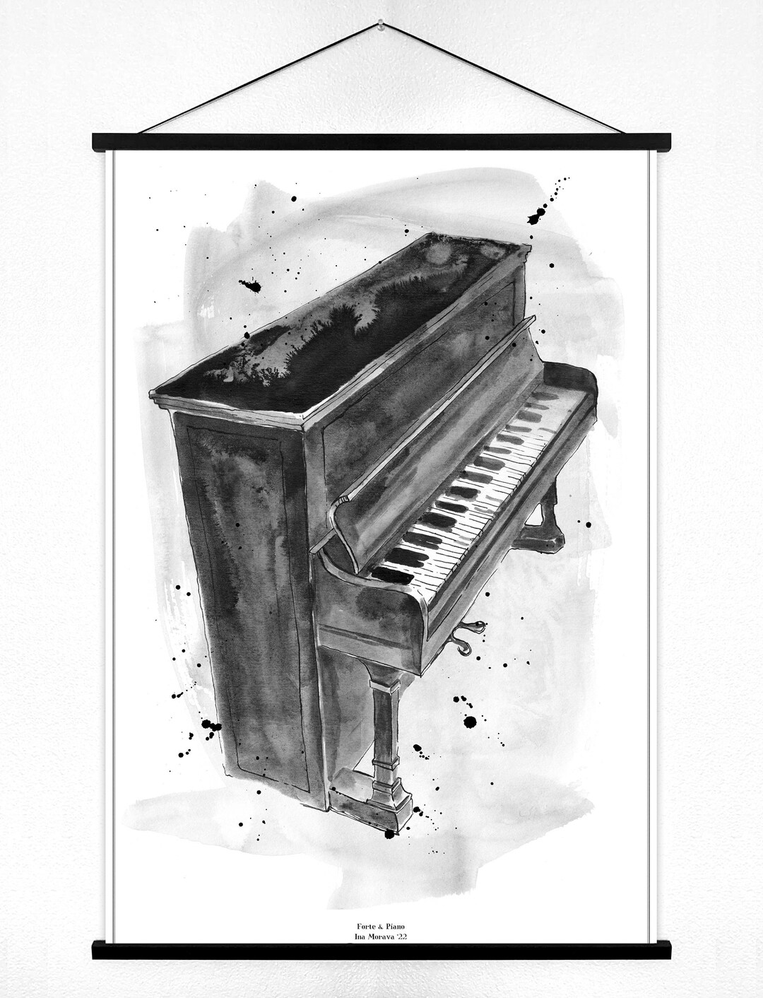Forte & Piano. Print, Poster, Ink, Wall Print, Black and White ...