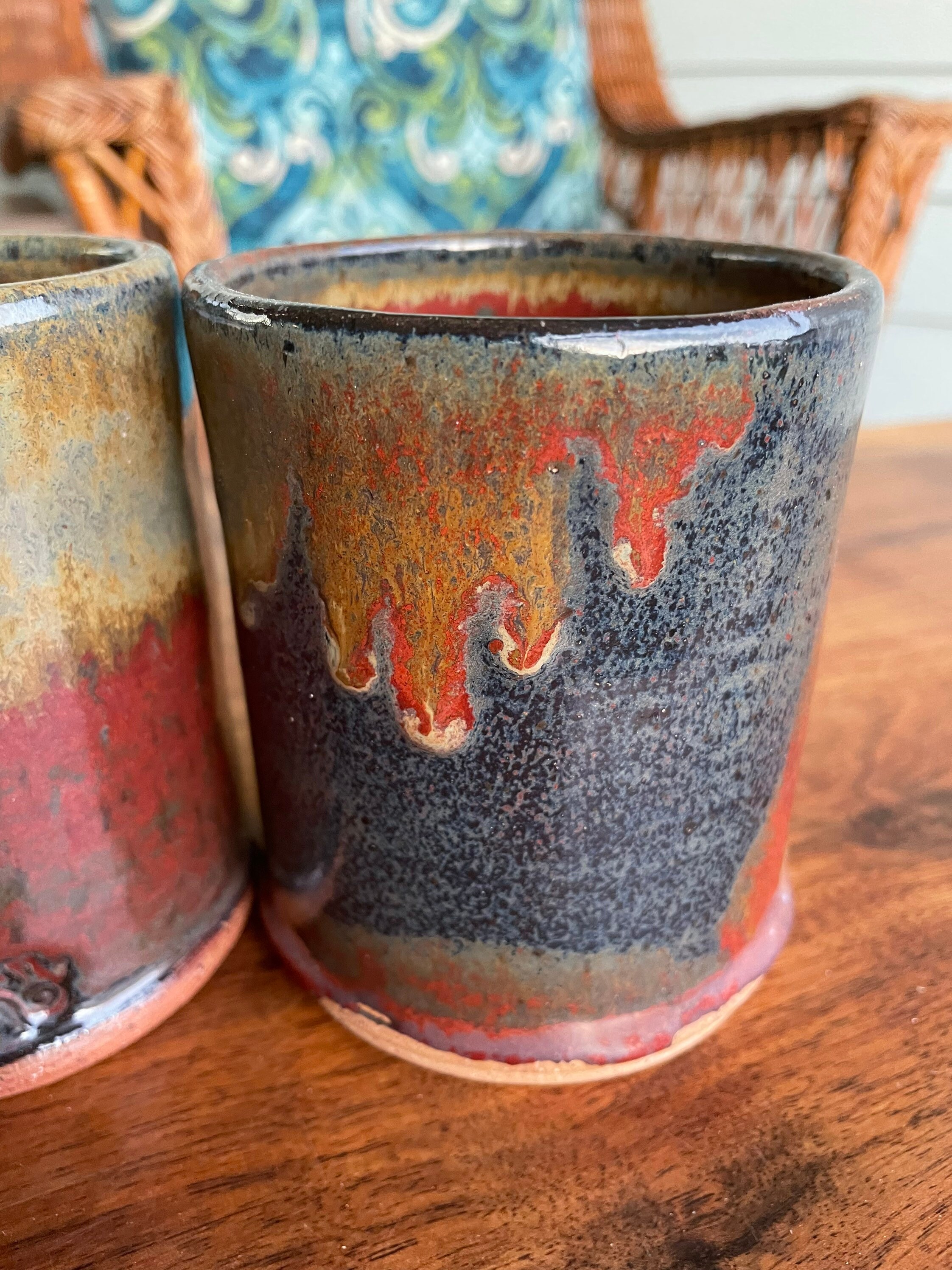 Handmade Ceramic Tumblers, Ceramic Cups, Cocktail Drinkware, Red and ...