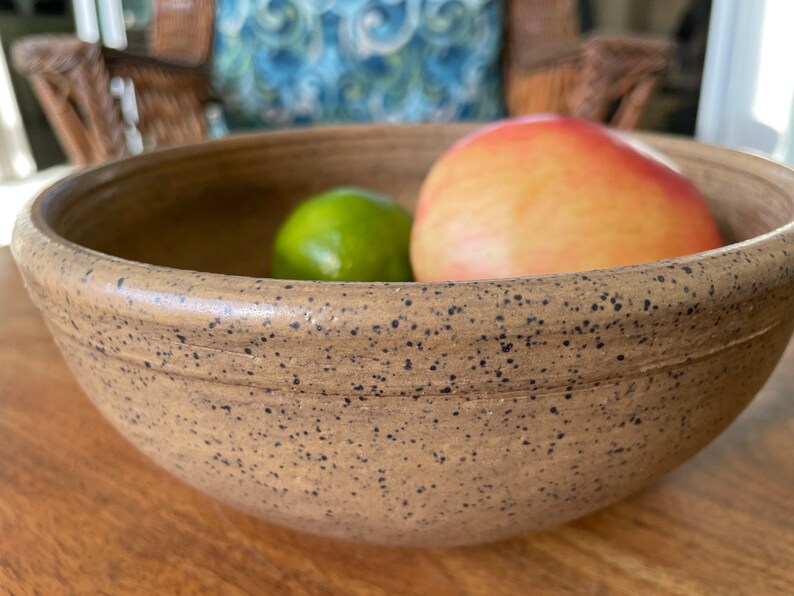 Tan Speckled Pottery Bowl, Serving Bowl, Handmade Centerpiece, Rustic ...